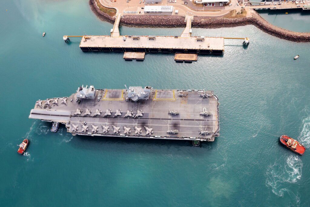 £3.2billion Royal Navy aircraft carrier visits Australia