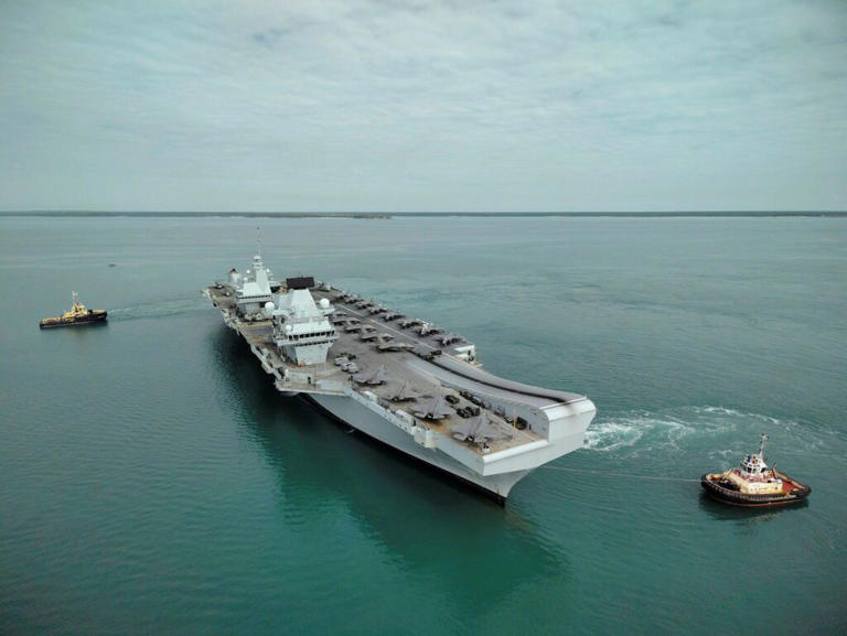 £3.2billion Royal Navy aircraft carrier visits Australia