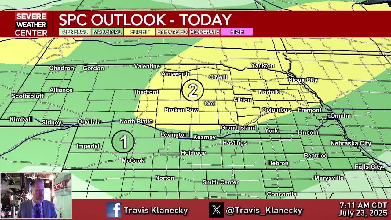 Isolated weak thunderstorms are possible this morning. Then more ...