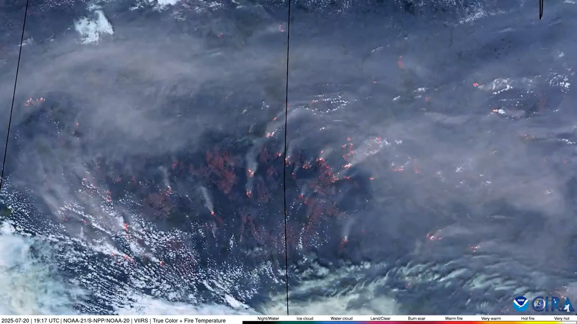 Canada wildfires seen from space