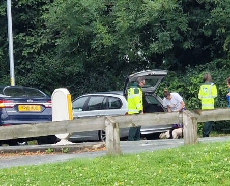 Police and ambulance crews rush to A6 crash outside Lidl in Clayton Brook