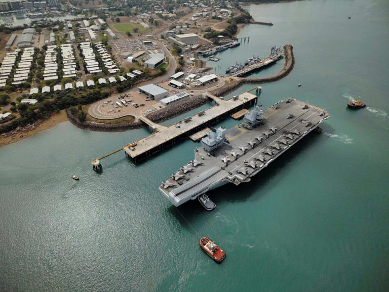 £3.2billion Royal Navy aircraft carrier visits Australia