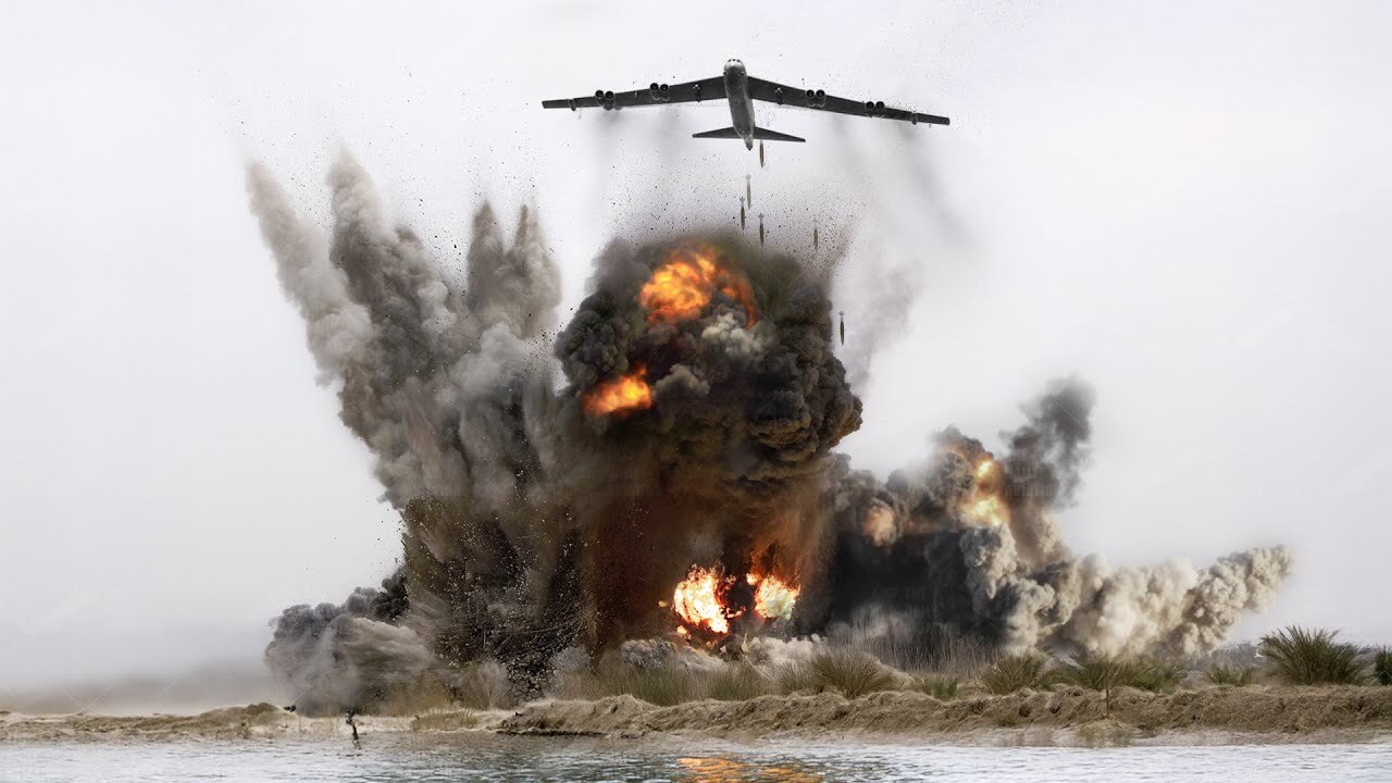 B-52 bomber conducts large-scale ordnance drop on small island in US ...