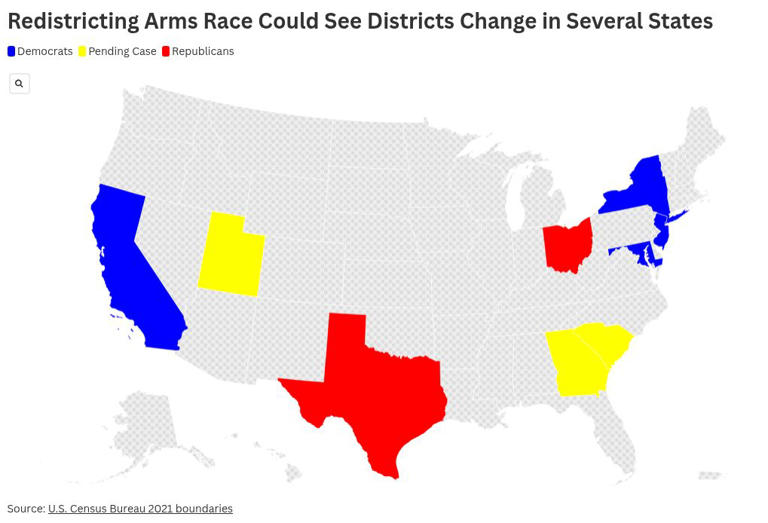 Map shows states that could redraw congressional districts before midterms