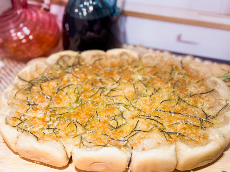 Easy Slow Cooker Focaccia Bread with Frozen Dinner Rolls