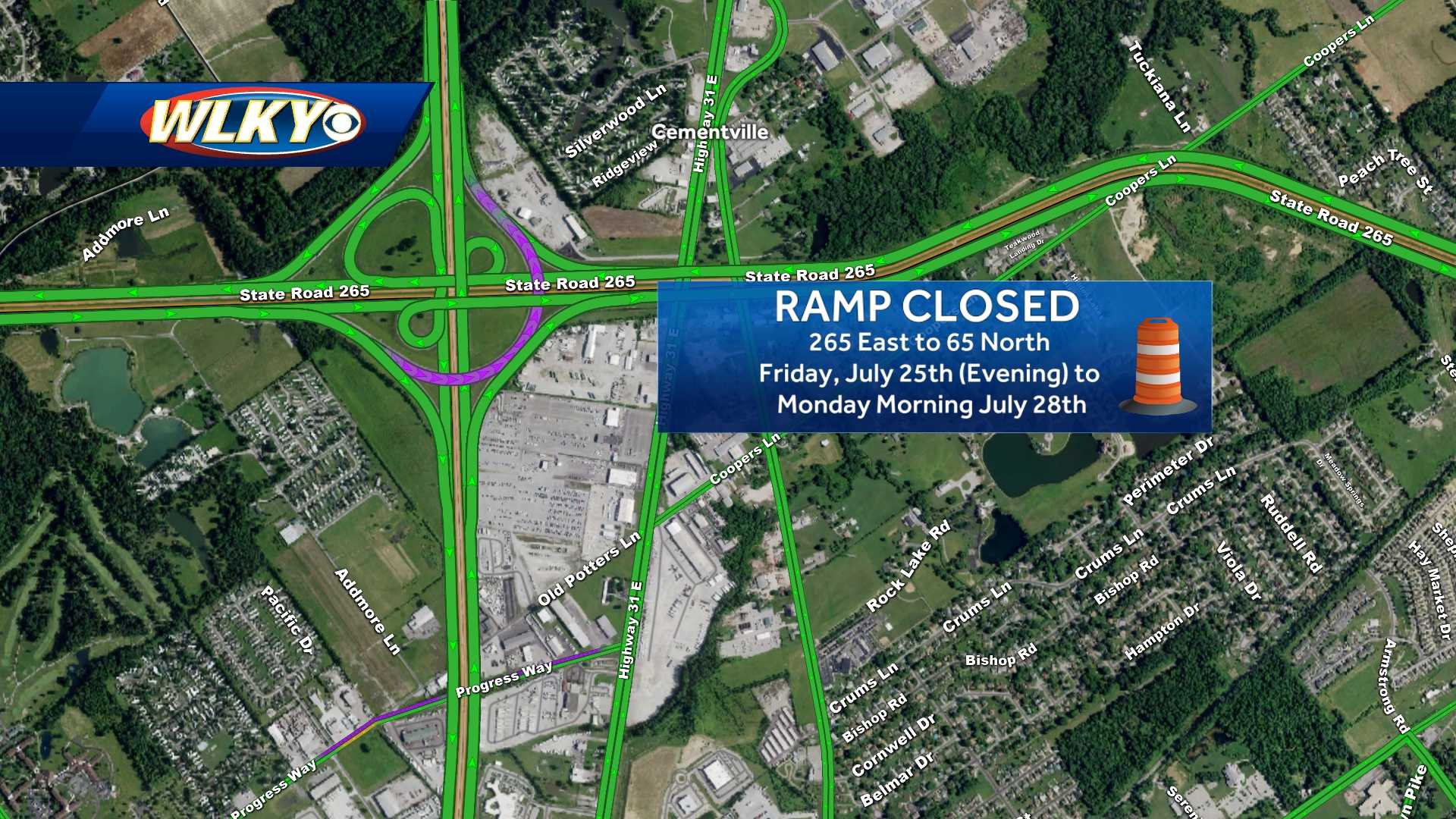 Traffic alert: I-65 ramp closing in southern Indiana this weekend