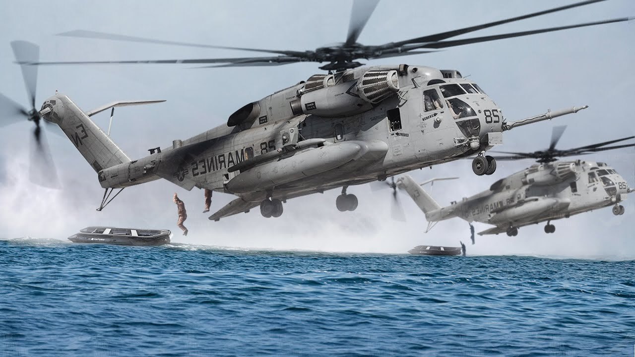 Unique methods employed by large US CH-53 helicopters for maritime ...