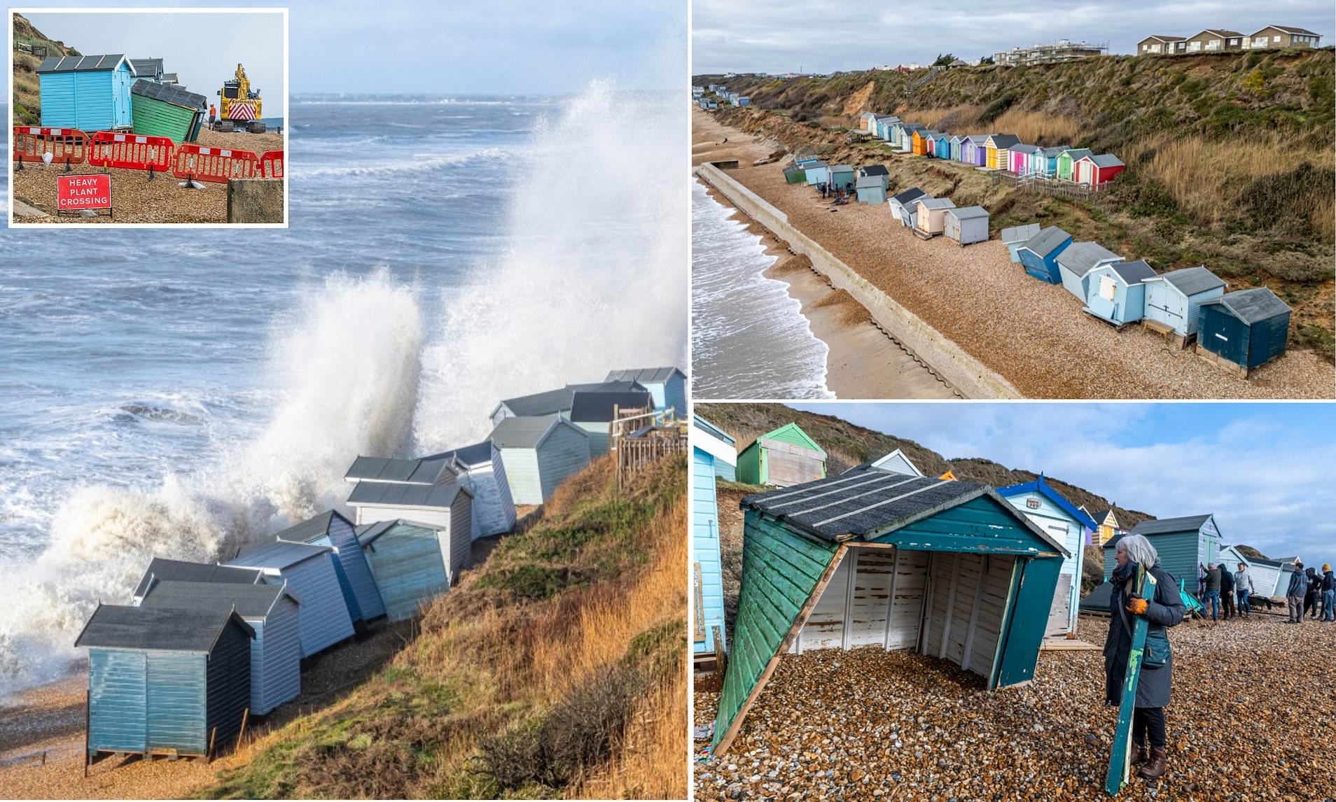 Local council removes £1million cliffside beach huts at risk of falling ...