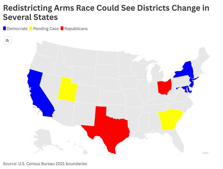 Map shows states that could redraw congressional districts before midterms