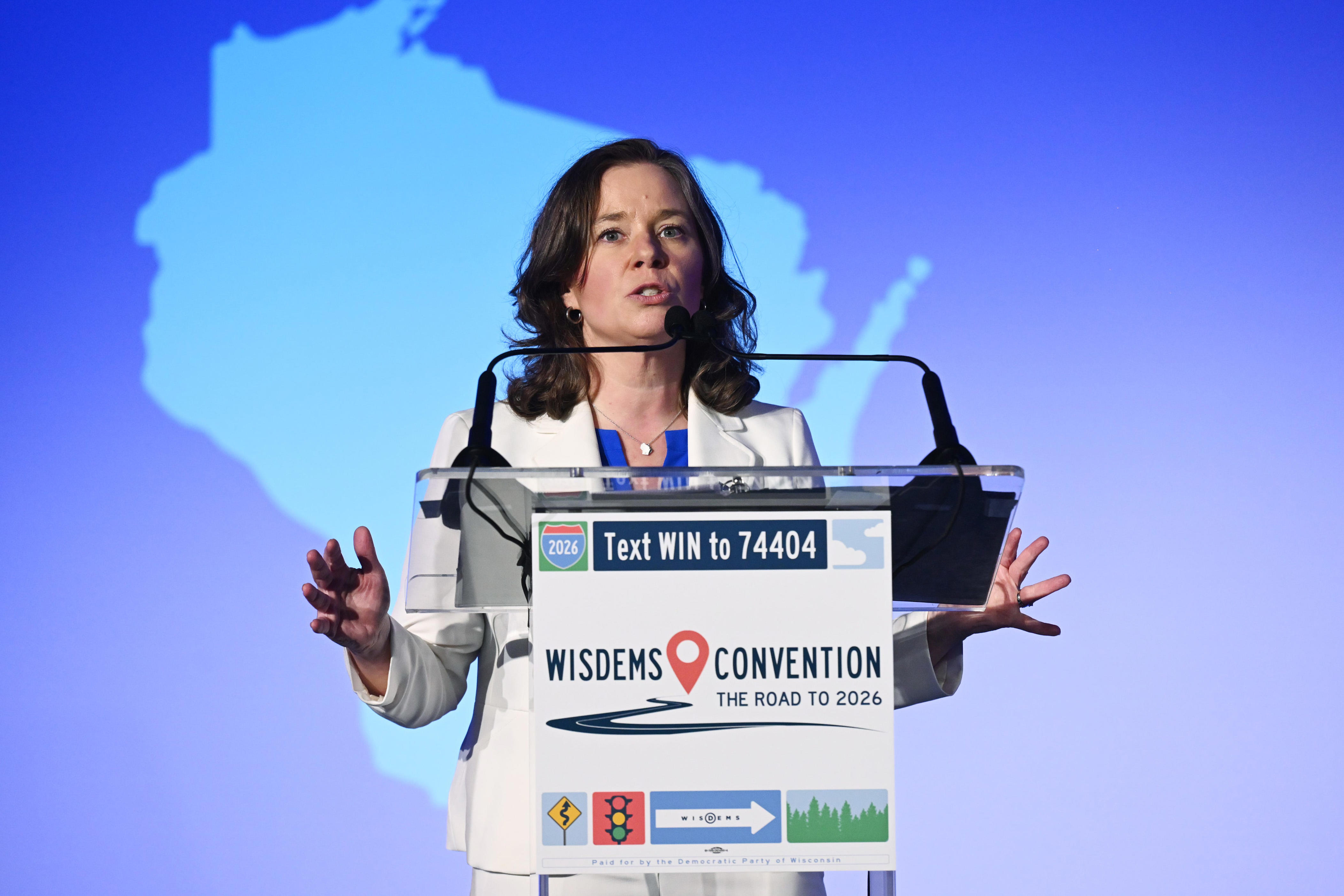 Lt. Gov. Sara Rodriguez, a candidate for Wisconsin governor, calls on ...