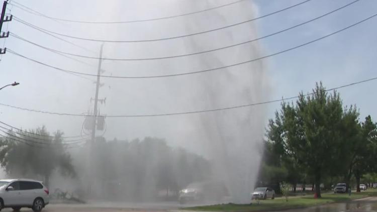 Water main break in northwest Houston sends water shooting into the air
