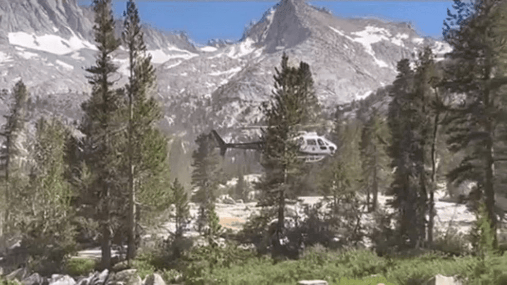 Helicopter crew rescues injured hiker at Blue Lake in Inyo County