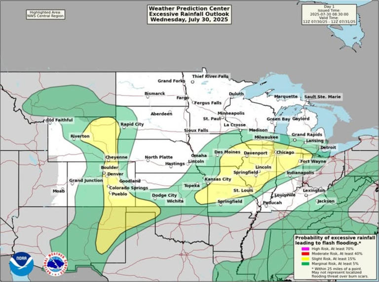 Map shows 5 states under threat of monsoonal storms