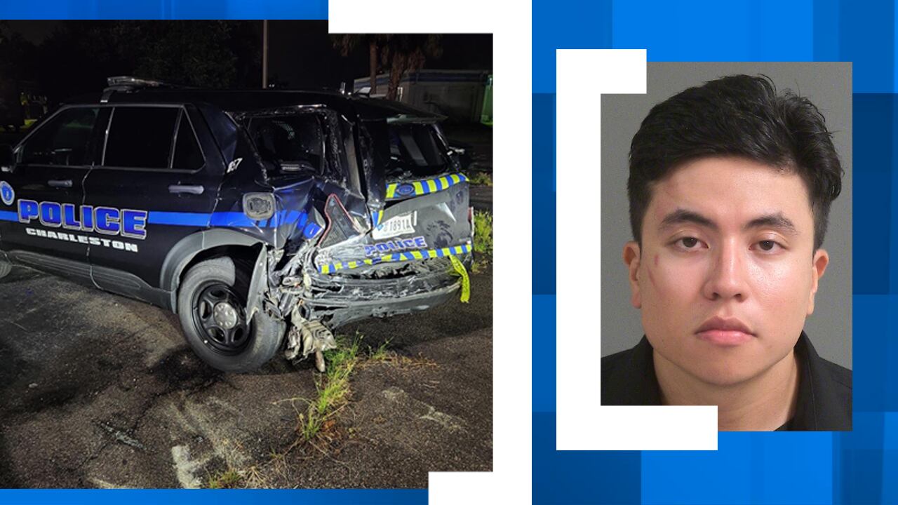 Man arrested after Charleston police cruiser hit by car, officers ...