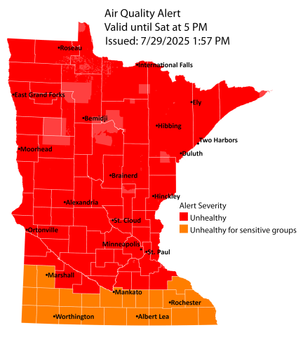 Minnesota under another Air Quality Alert until Saturday and it ties ...