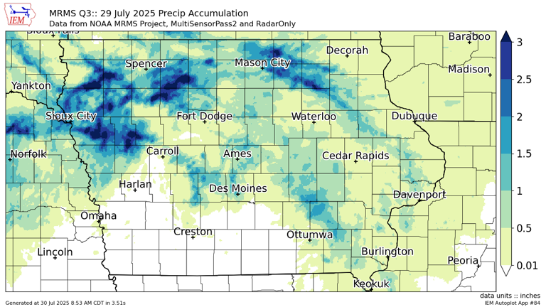 How much rain did we get? Iowa rainfall totals pass 3 inches with more ...