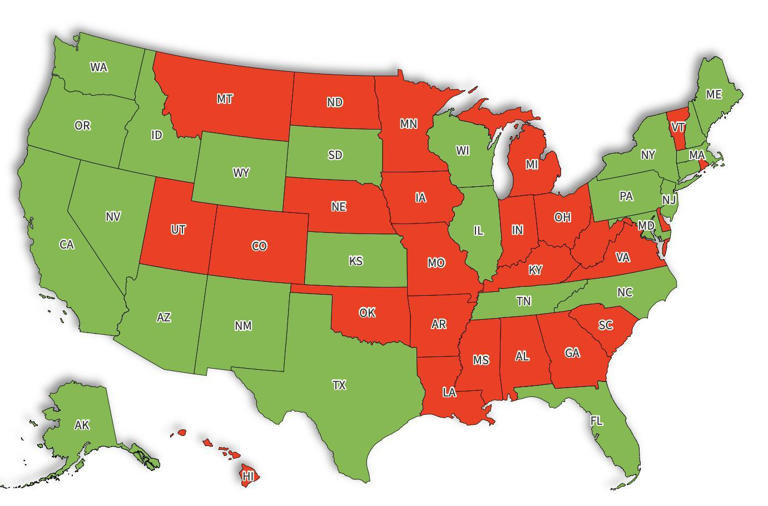 Map shows states where IRS tax returns could change for 2026