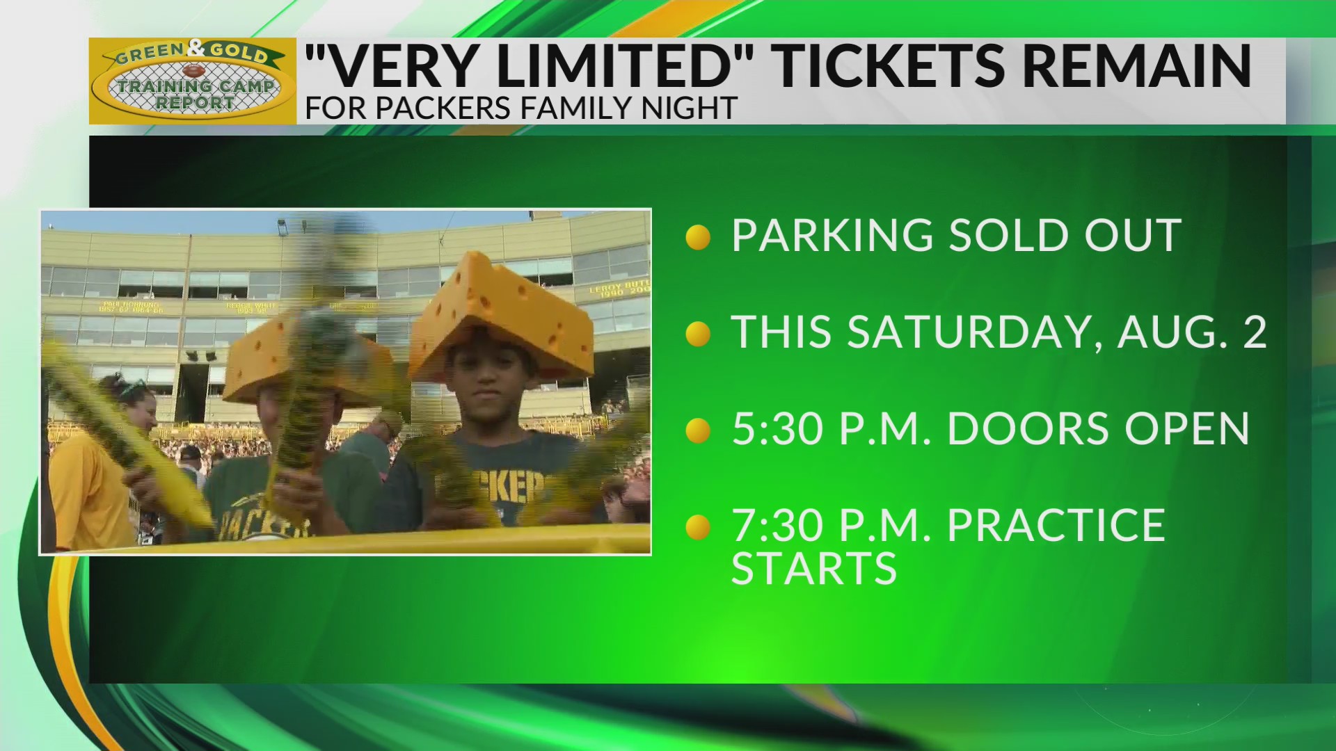 'Very limited tickets remain': Packers remind fans to secure tickets to ...