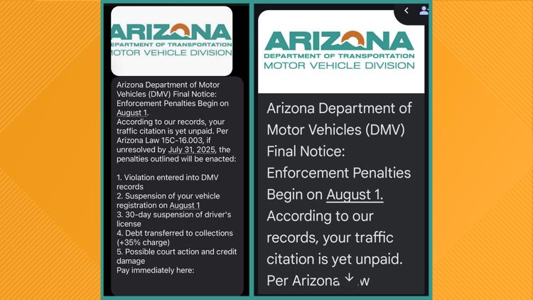 The 'Arizona Department of Motor Vehicles' is not real and may be used ...