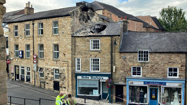 Chimney collapse forces road closure