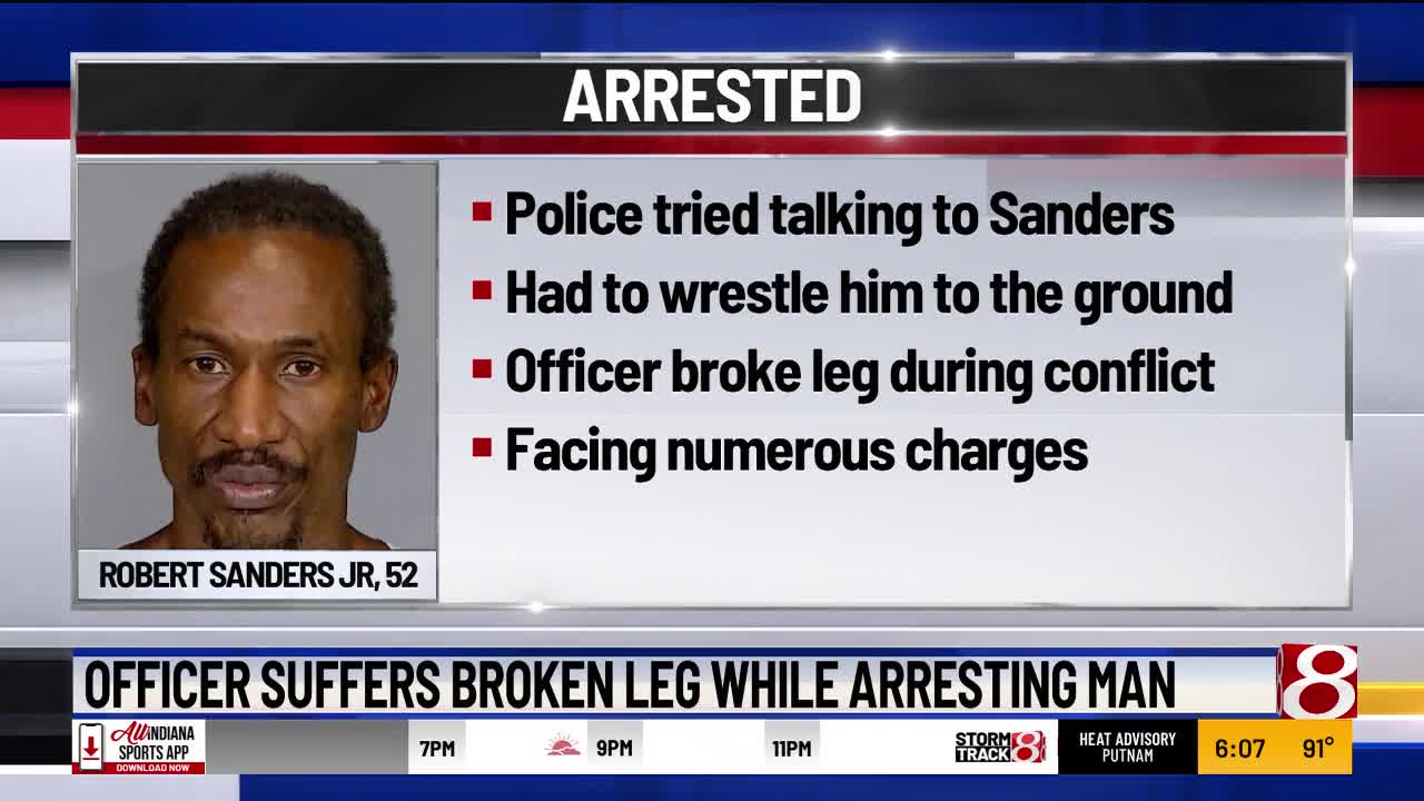 Officer suffers broken leg while arresting man