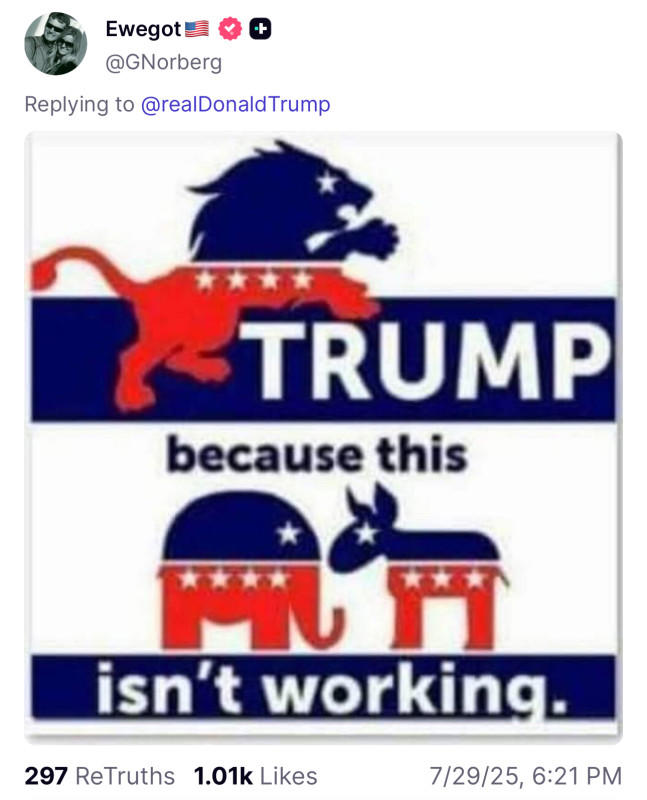 Donald Trump Reposts Meme Blasting the Republican Party