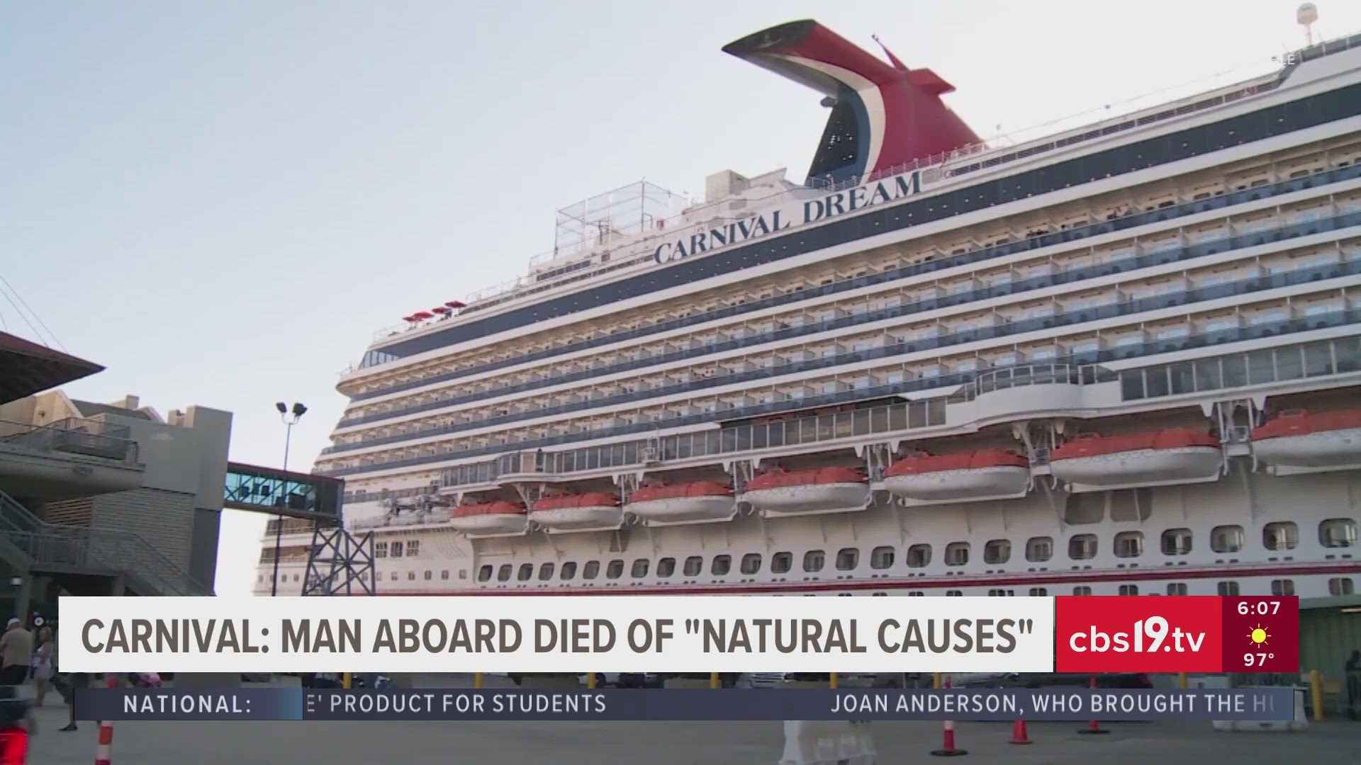 Carnival releases update on cause of passenger death