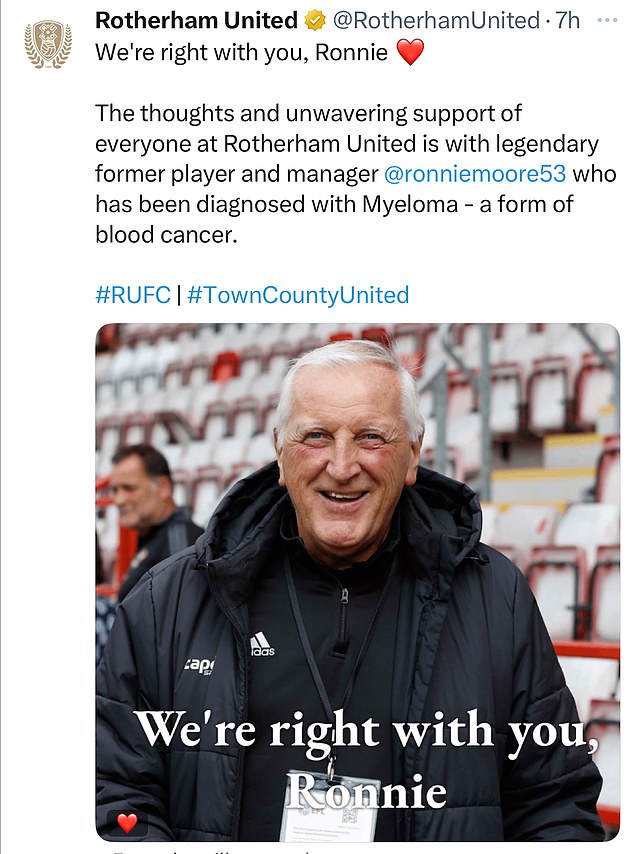Legendary EFL manager and player Ronnie Moore diagnosed with incurable ...