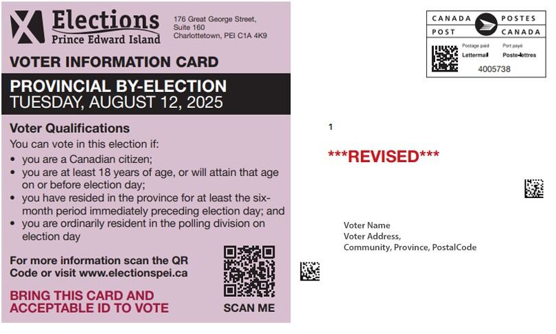 Elections P.E.I. sending out new voter cards for upcoming byelections ...
