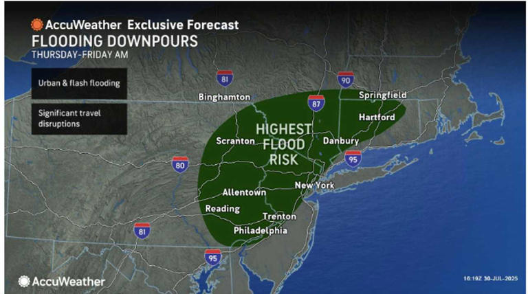 Flash Flood Risk Rises Across Northeast Corridor With More Heavy Rain ...