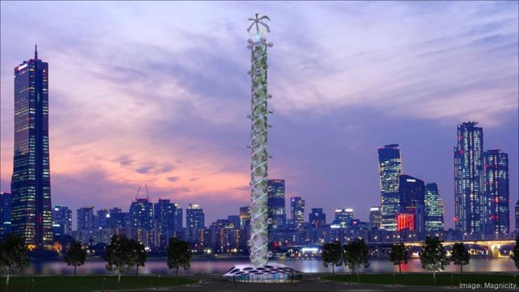 Downtown spiral tower details emerge