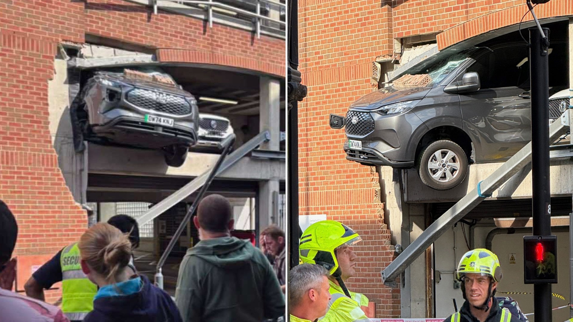 Van crash in Leeds car park leaves three injured