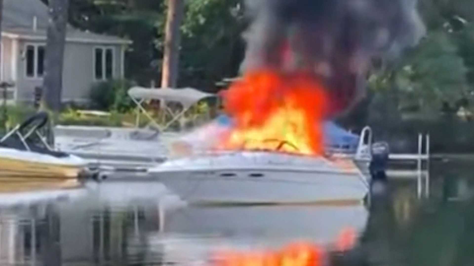 Person burned, injured by boat explosion at Sebago Lake dock