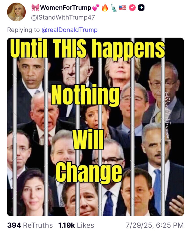 Trump floods Truth Social with memes calling to indict Obama, others