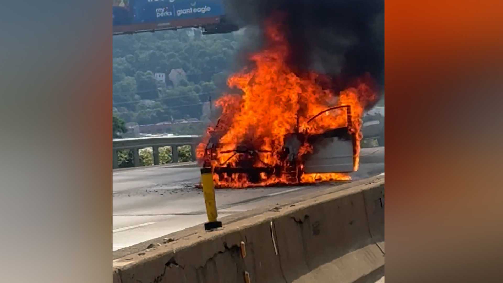 Scene cleared after car fire caused major traffic backup on Parkway ...
