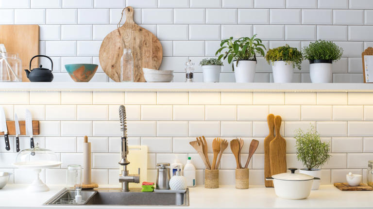 Make Countertops Pop With This Stylish Shelf-Inspired Decor Idea