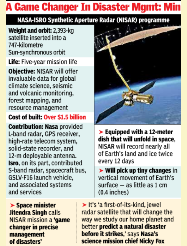 NISAR a milestone in Indo-US space ties; space minister says sat will ...