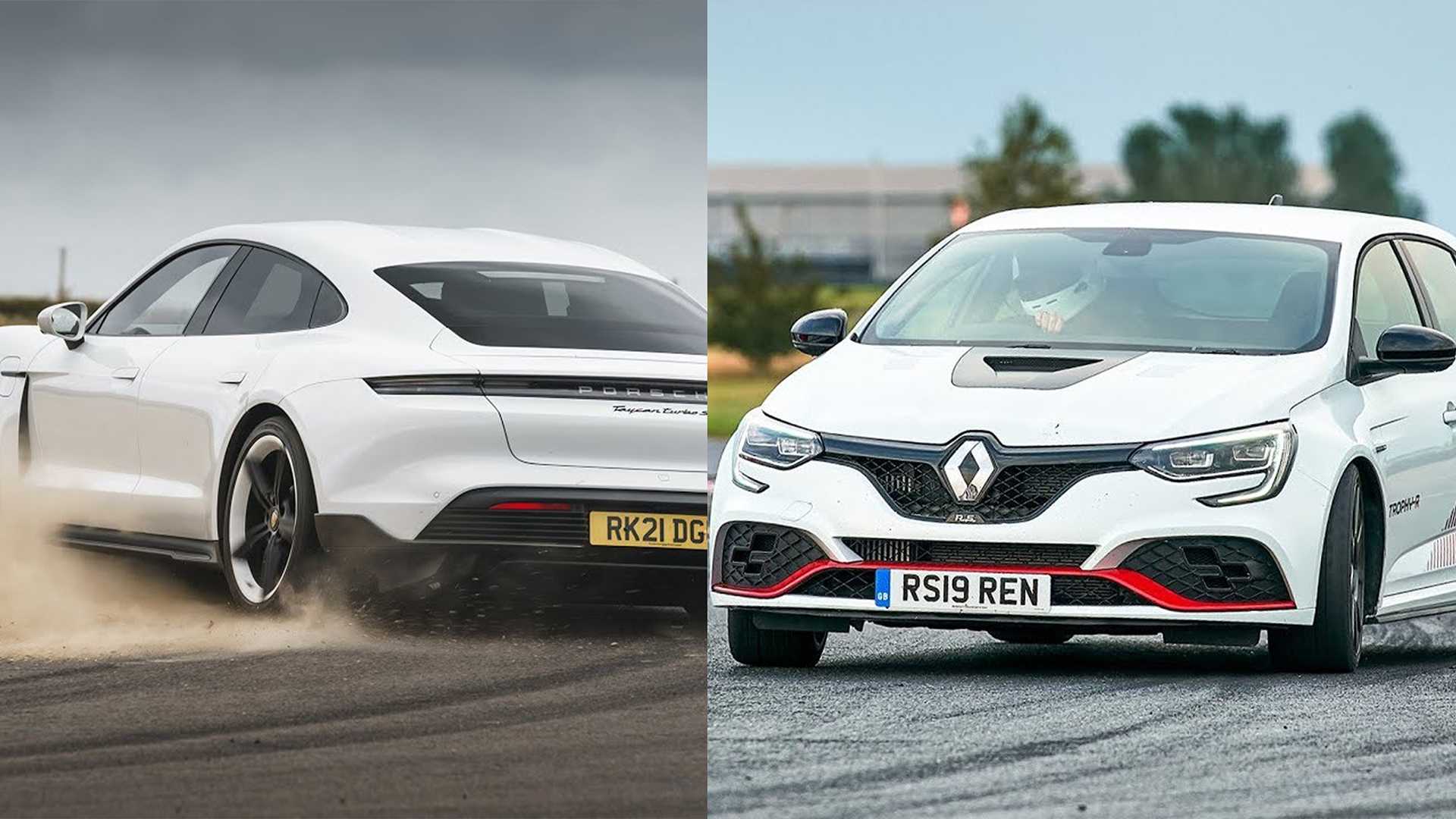 Enfrentamiento entre el Porsche Taycan Turbo S y el Renault Megane Trophy R
