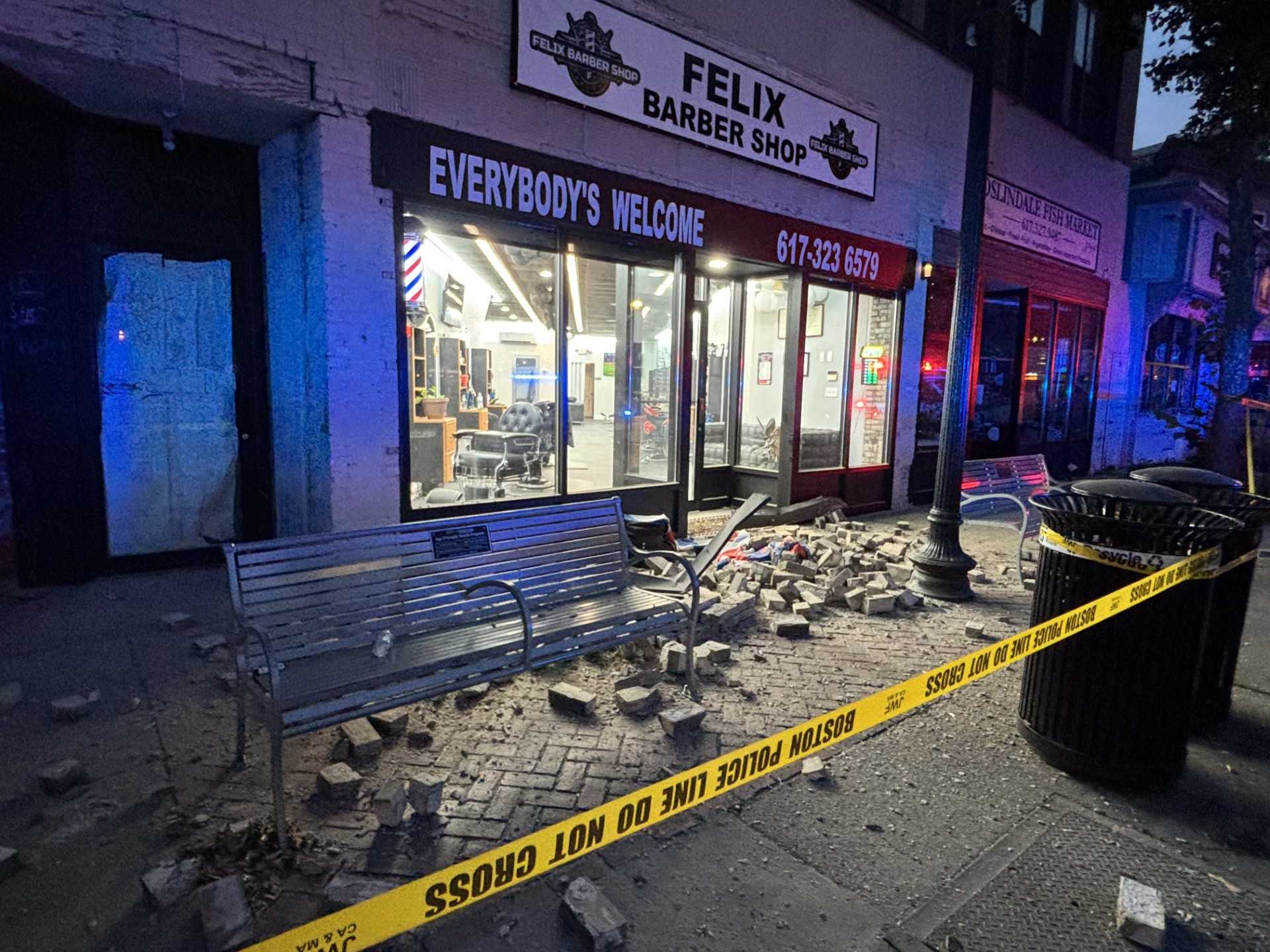 Boston building facade collapse sends bricks crashing onto sidewalk