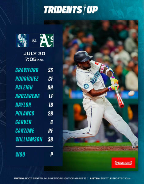 Mariners Game #109 Preview: SEA at ATH, 7/30/25