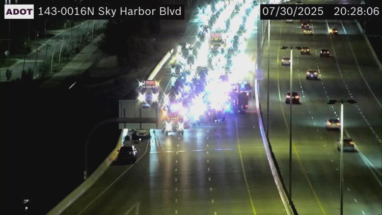 Northbound lanes of State Route 143 are closed near Sky Harbor, ADOT says
