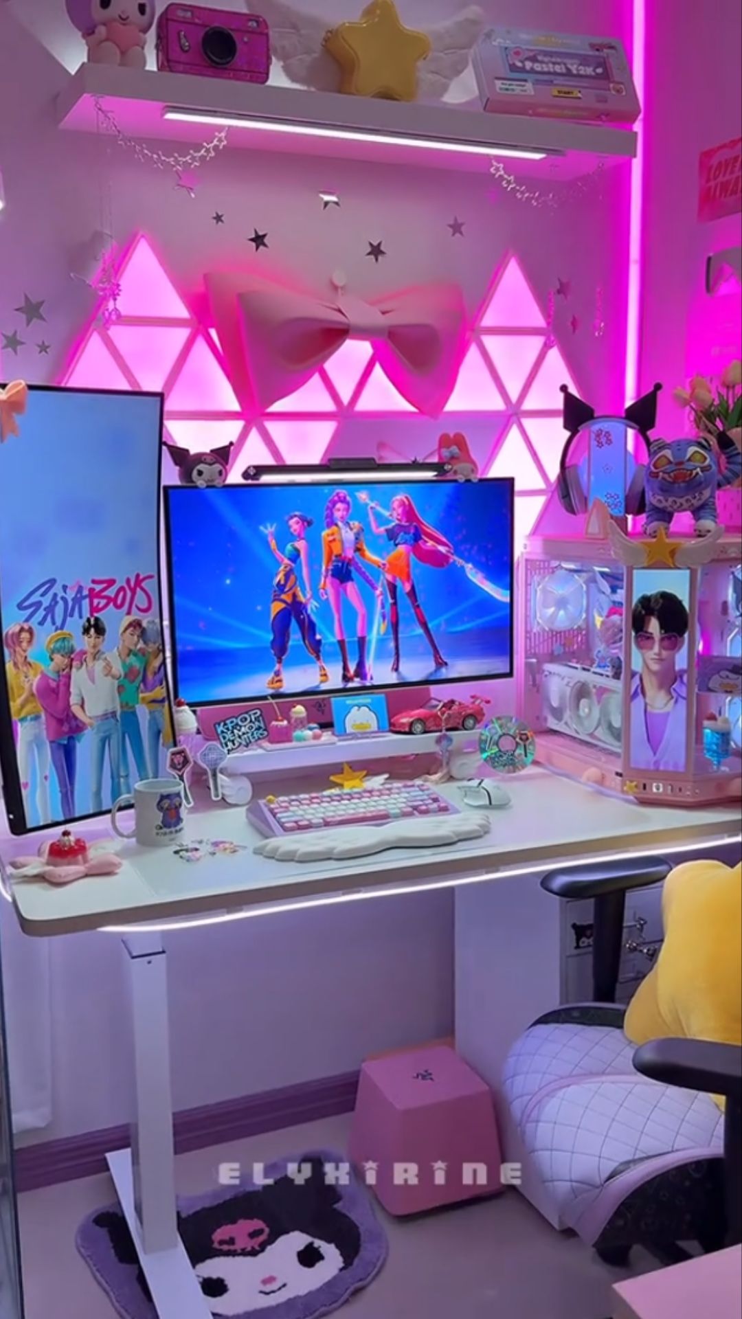 K-Pop Demon Hunters–Themed Battlestation Setup