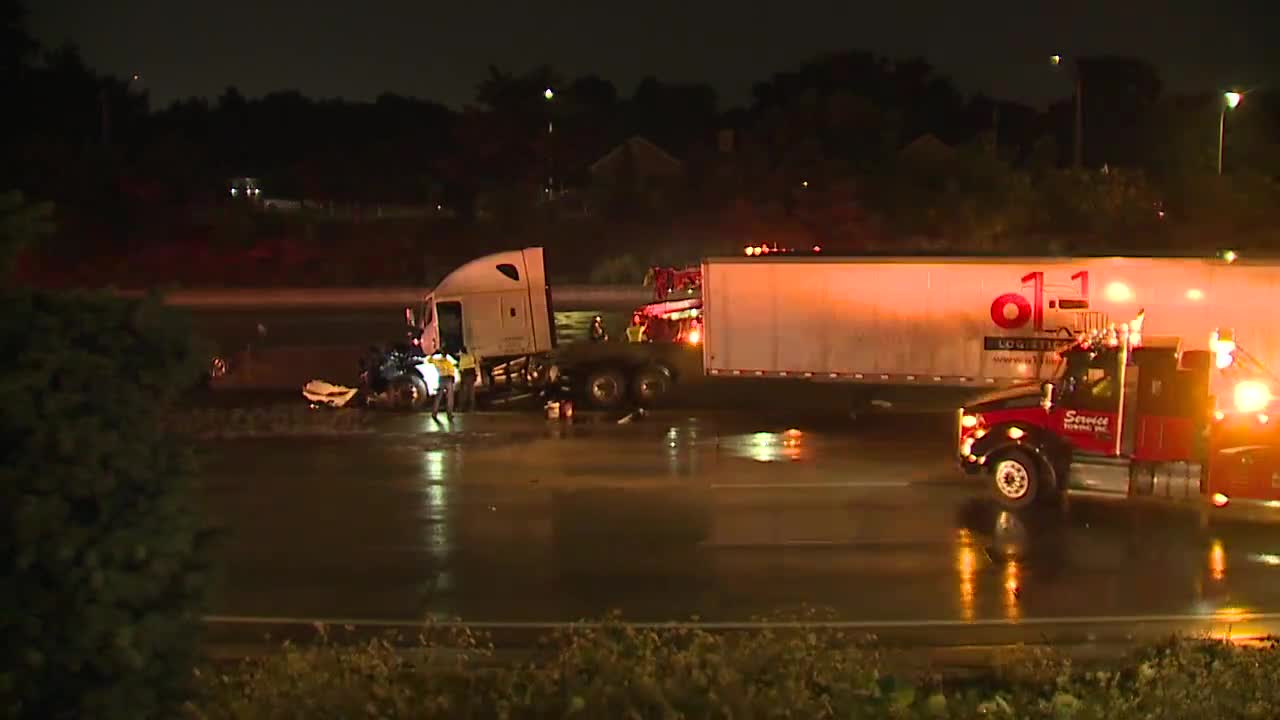 Video: Workers investigating after I-696 closed for jackknifed semi