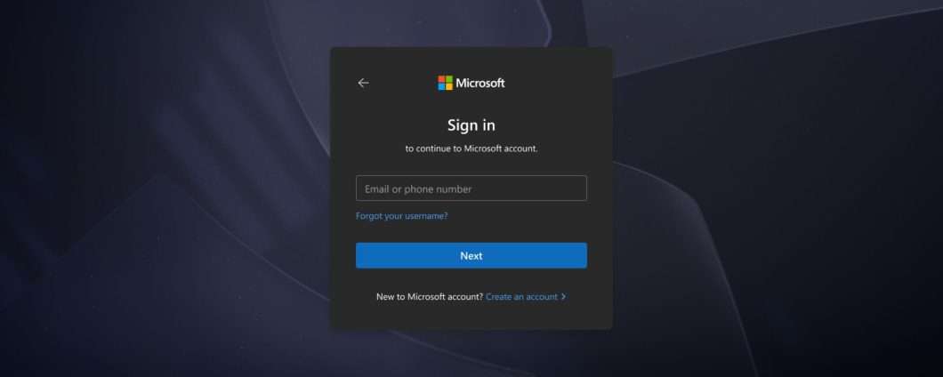 Microsoft, nuova pagina di login con modalità scura e design Fluent