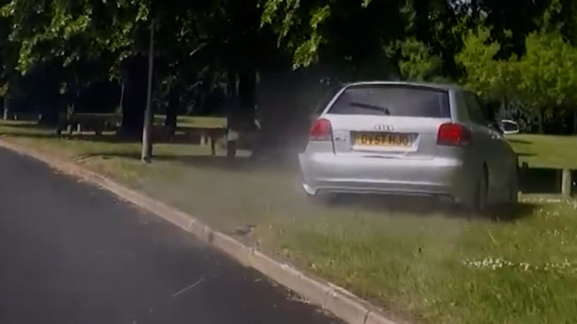 Video shows man speeding through public park during police chase