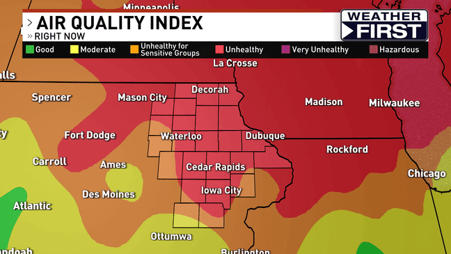 Wildfire smoke leading to reduced air quality in eastern Iowa Thursday