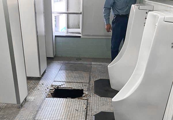 Man injured as floor gives way in Japan station toilets