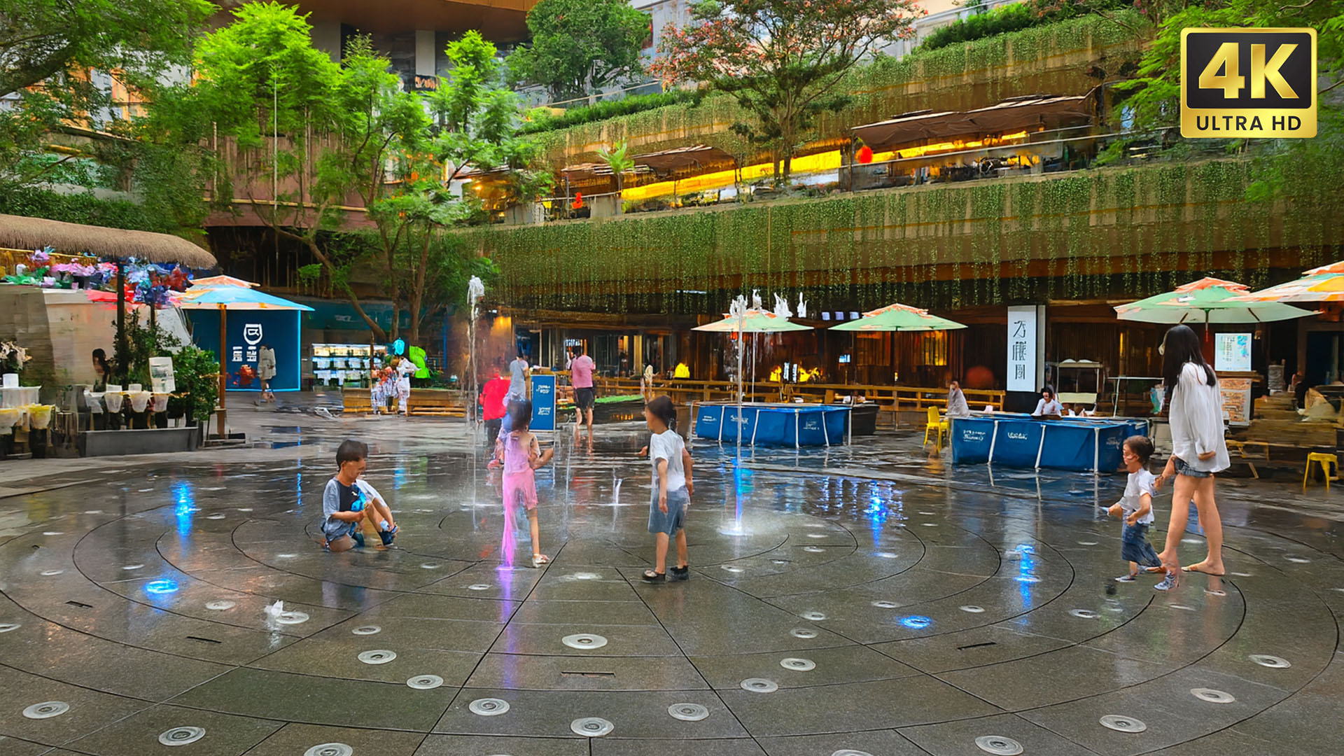 Garden-integrated shopping mall architecture in China 4K