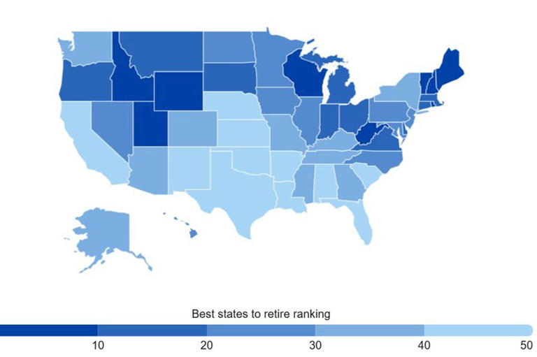 Map shows best states to retire in with surprise pick among 'worst' on ...