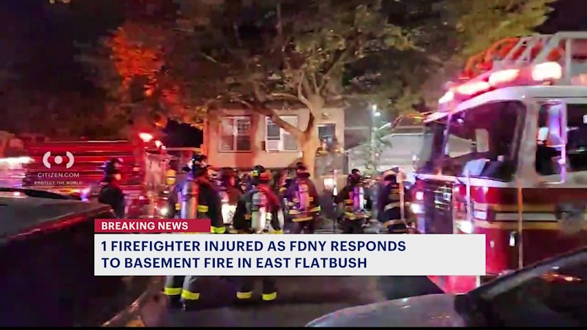 Firefighter hospitalized after overnight fire in East Flatbush